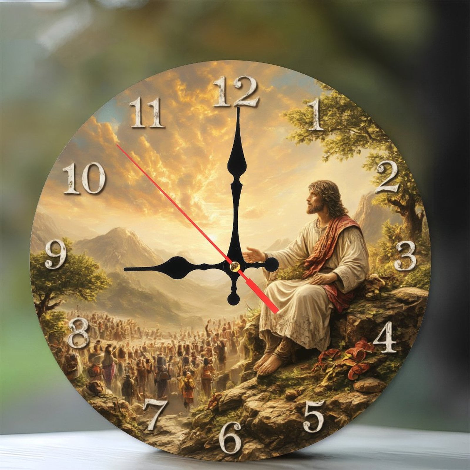 Jesus Christ Wall Clock Religious Art Sermon on Mount Golden Hour 10 ...