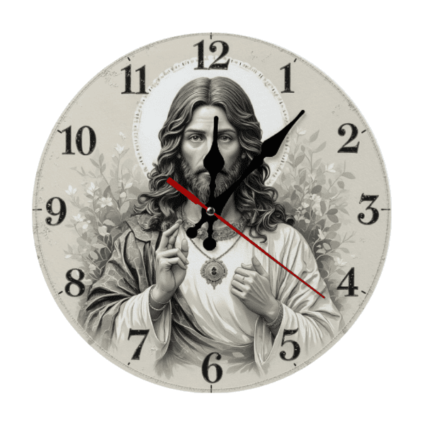 Jesus Christ Wall Clock Religious Gift 10'' Inch Silent Wooden Wall ...