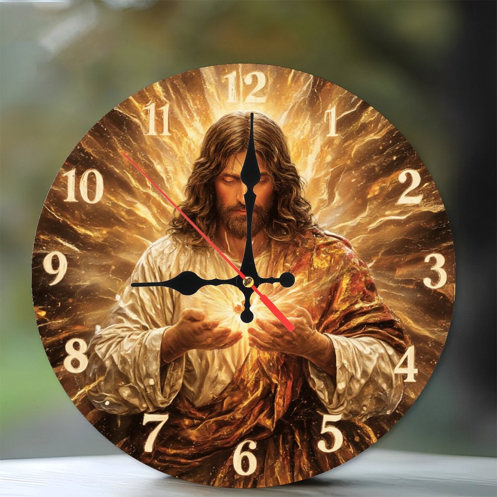 Jesus Christ Wall Clock Sacred Heart Religious Decor 10-Inch Silent ...