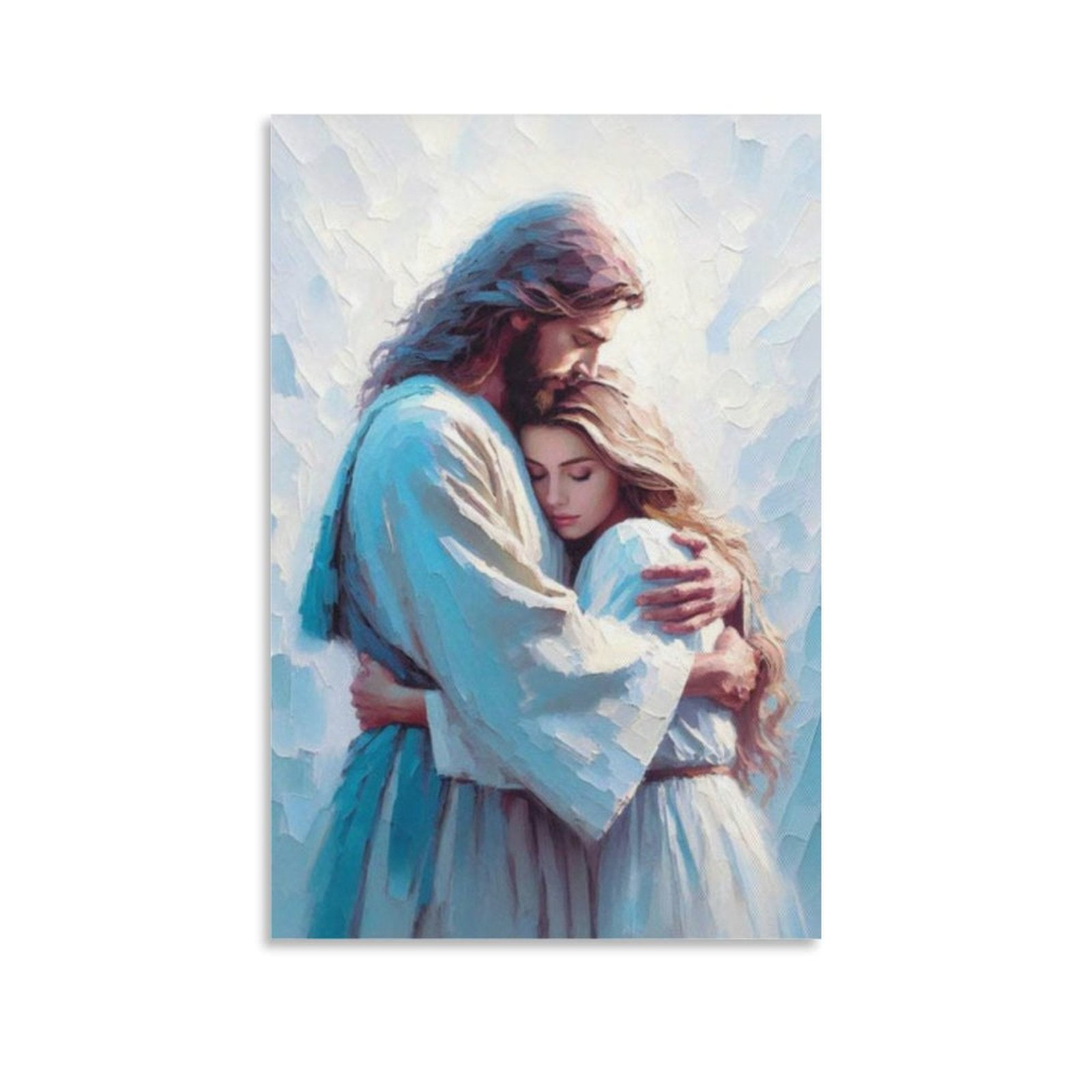 Jesus Christ Wall Decor Art, Jesus Hugging Woman Painting, Bible Canvas ...