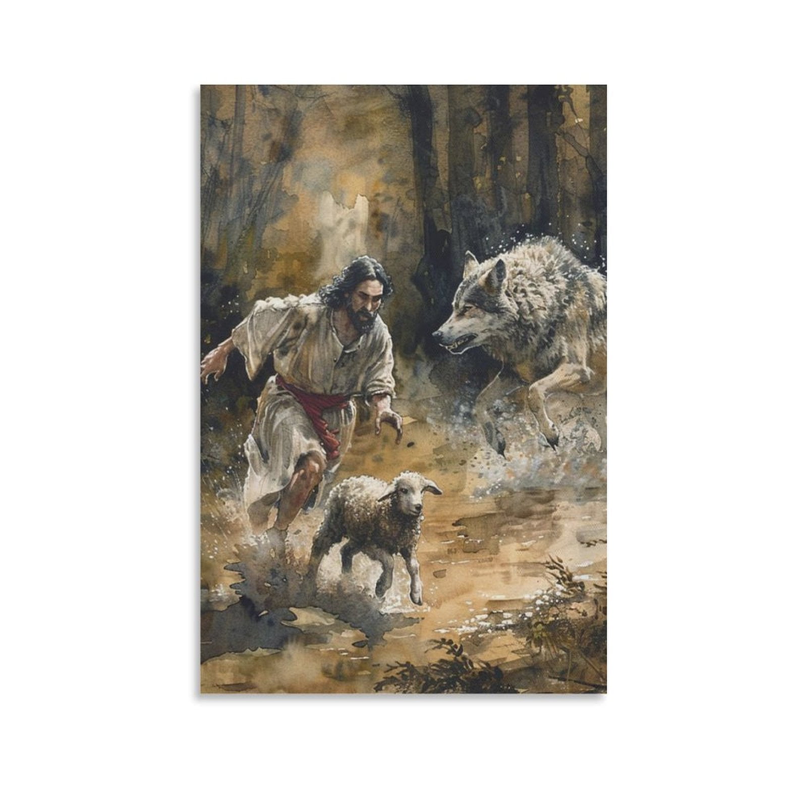 Jesus Christ Wall Decor - Jesus Protects The Lamb - The Lord Is My ...
