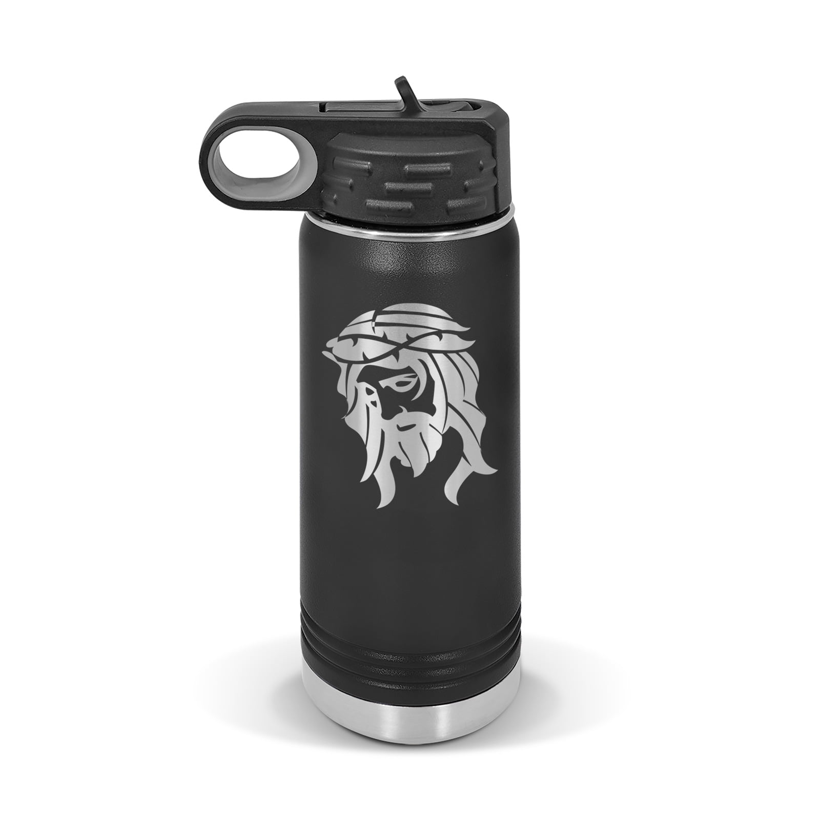 Jesus Christ Water Bottle 20 oz - Laser Engraved w/ Flip Top Removable ...