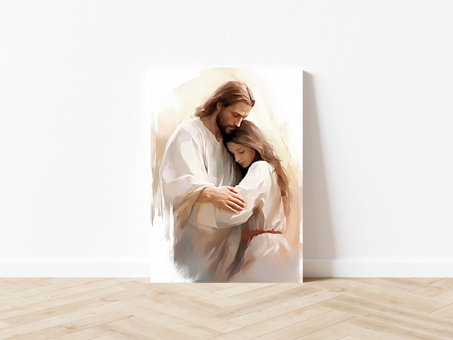 Jesus Christ Young Woman Painting Print Christ's Embrace Wall Art Gift ...