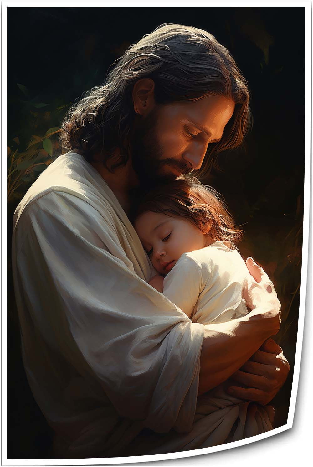 Jesus Christ and Child Religious Poster Jesus Praying Wall Art Canvas ...