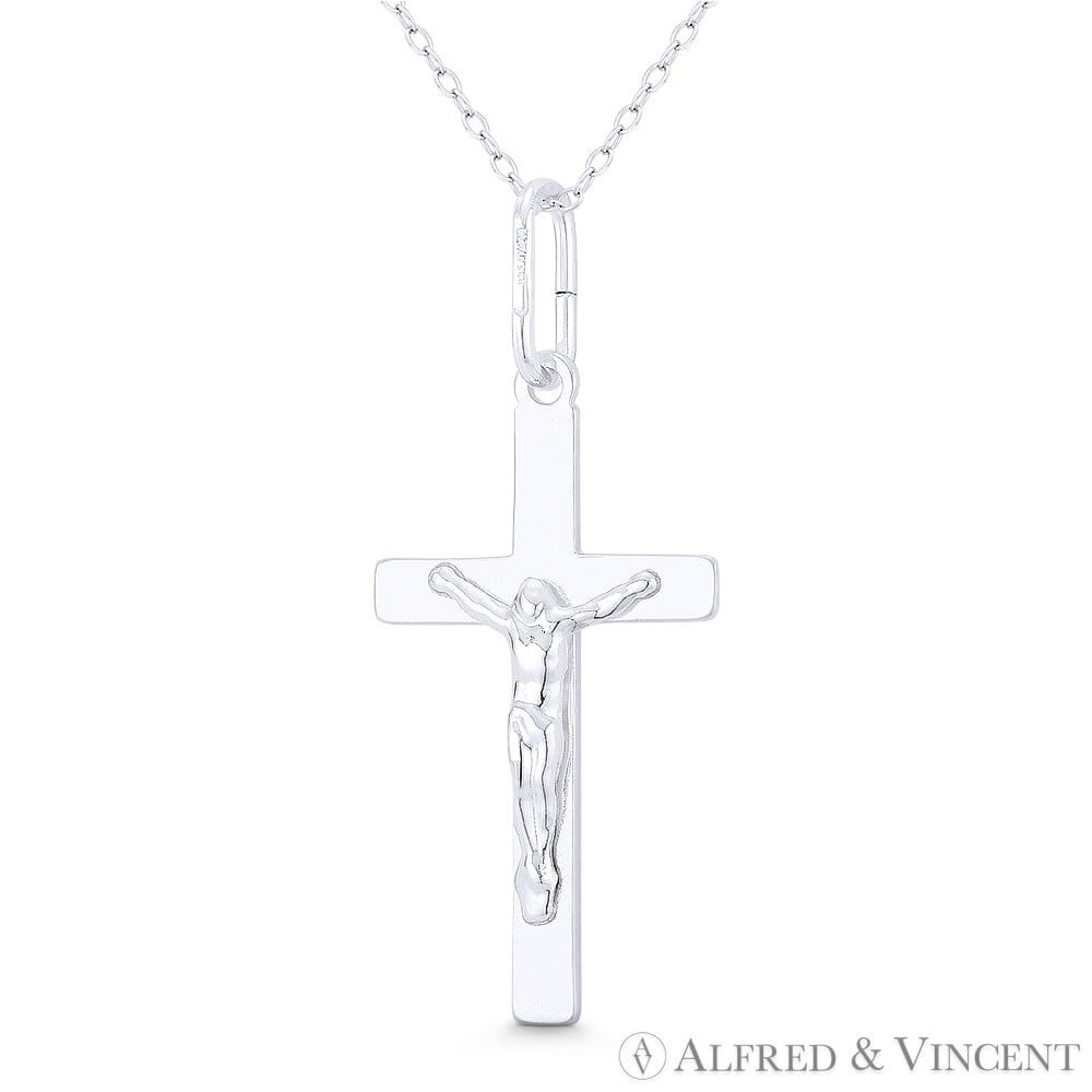 Jesus Christ on Flat Christian Catholic Latin Crucifix Cross Pendant ...
