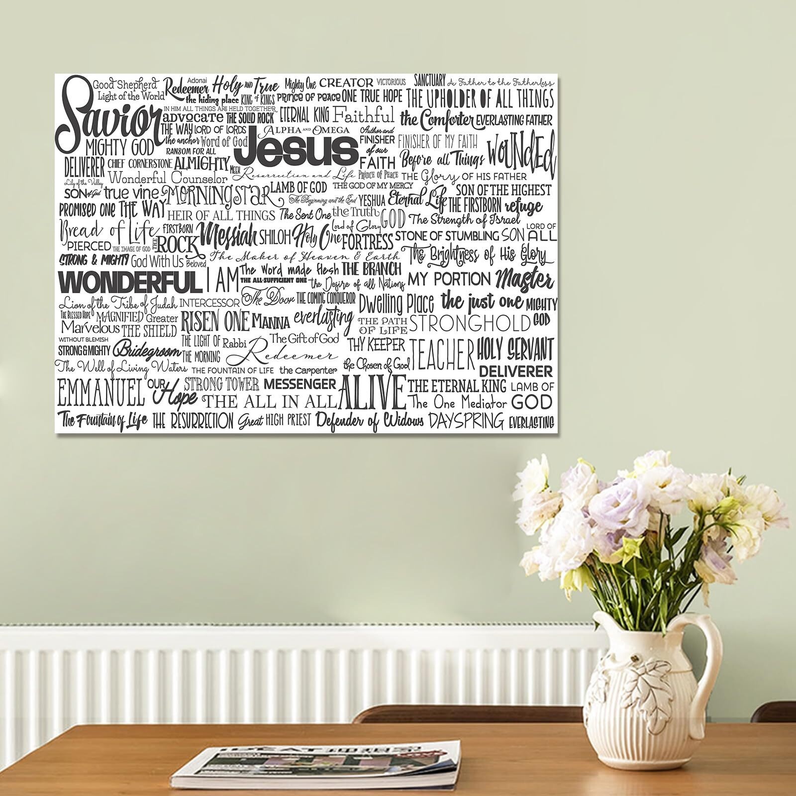 Jesus Christian Canvas Wall Art Names Of God Bible Verse Wall Decor ...