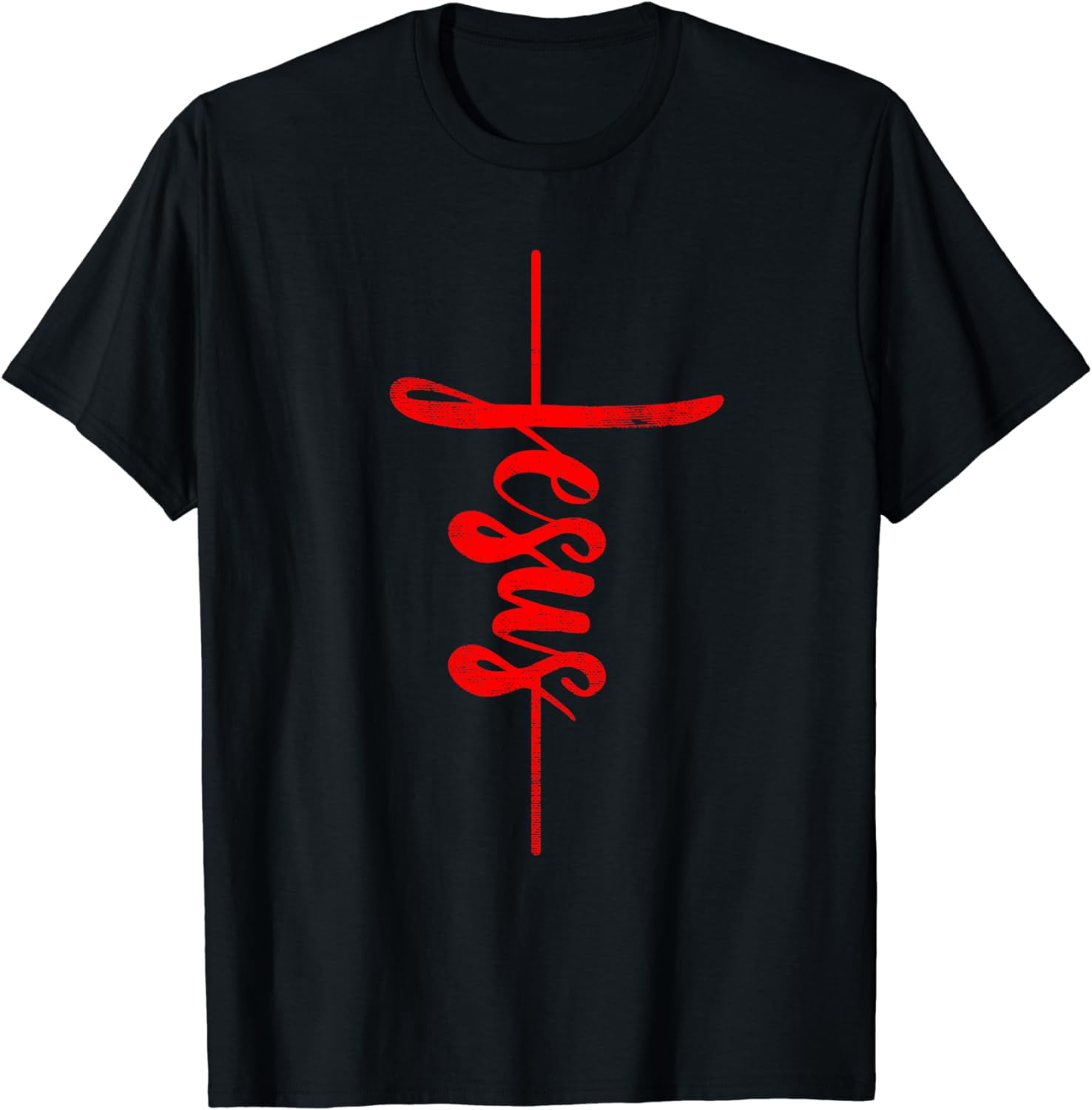 Jesus Christian Cross Art Cursive Inspiring Gift Men Women T-Shirt ...