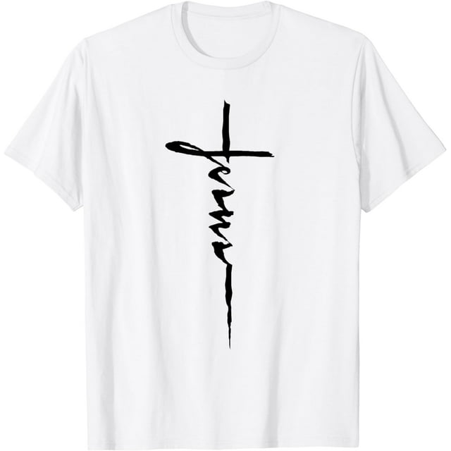 Jesus Christian Cross Art Cursive Inspiring T Men Women T Shirt