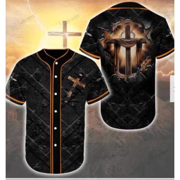 Jesus Christian Cross Crack 3D BASEBALL JERSEY SHIRT US Fathers Day ...
