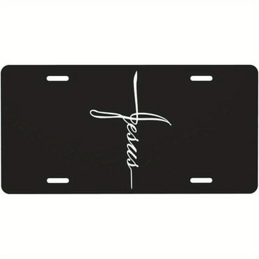 Yehwow American Flag Jesus Cross Metal Car Plate Aluminum License Plate ...