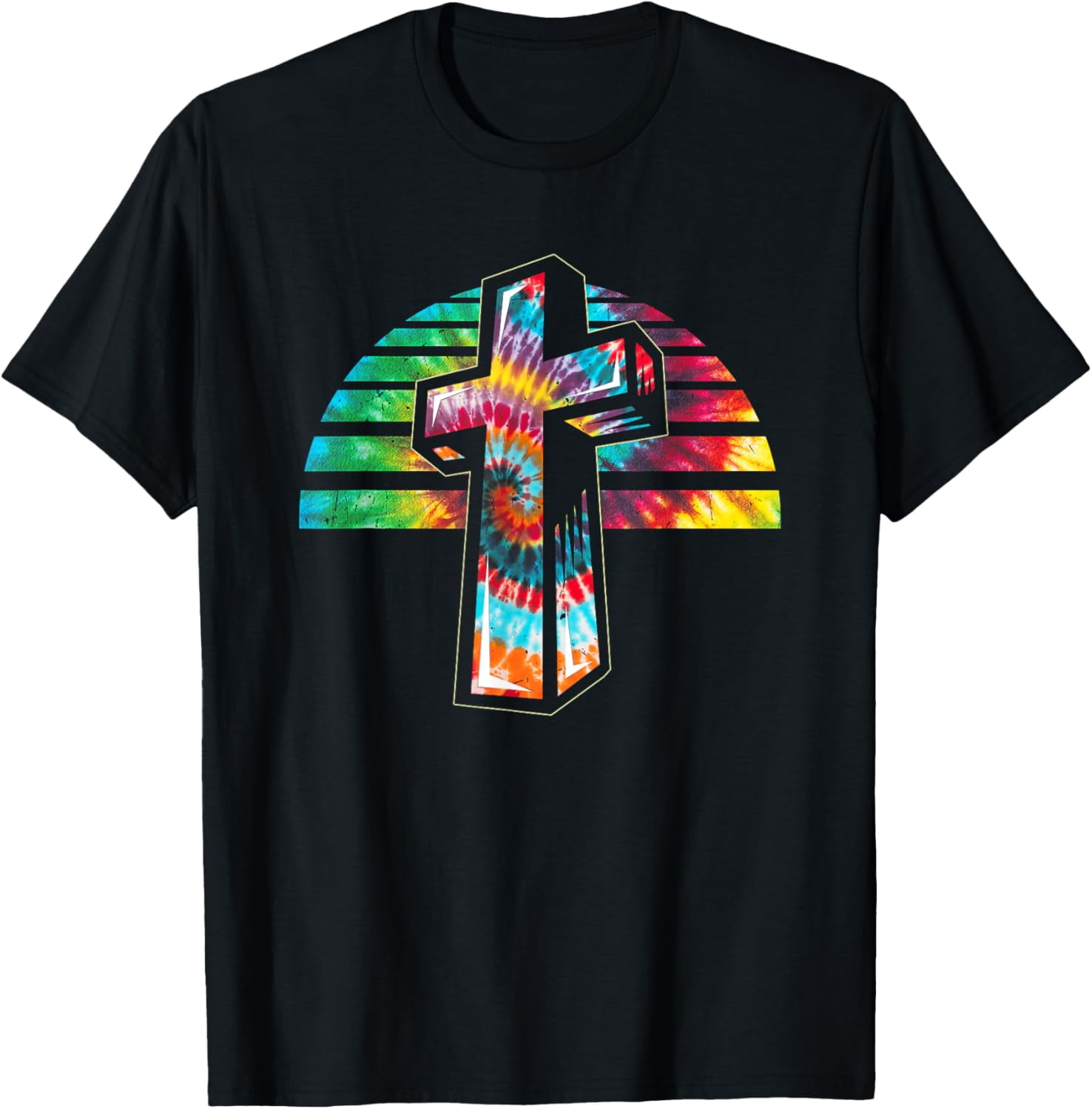 Jesus Christian Cross Tie Dye Rainbow Religious Bible Faith T-Shirt ...