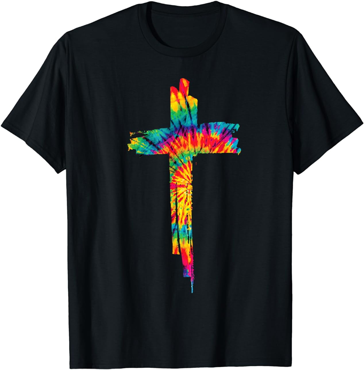 Jesus Christian Cross Tie Dye Rainbow Religious Bible Faith T-Shirt ...