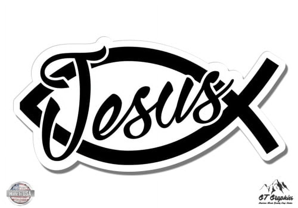 Jesus Christian Fish Believe - 5" Vinyl Sticker - For Car Laptop I-Pad ...
