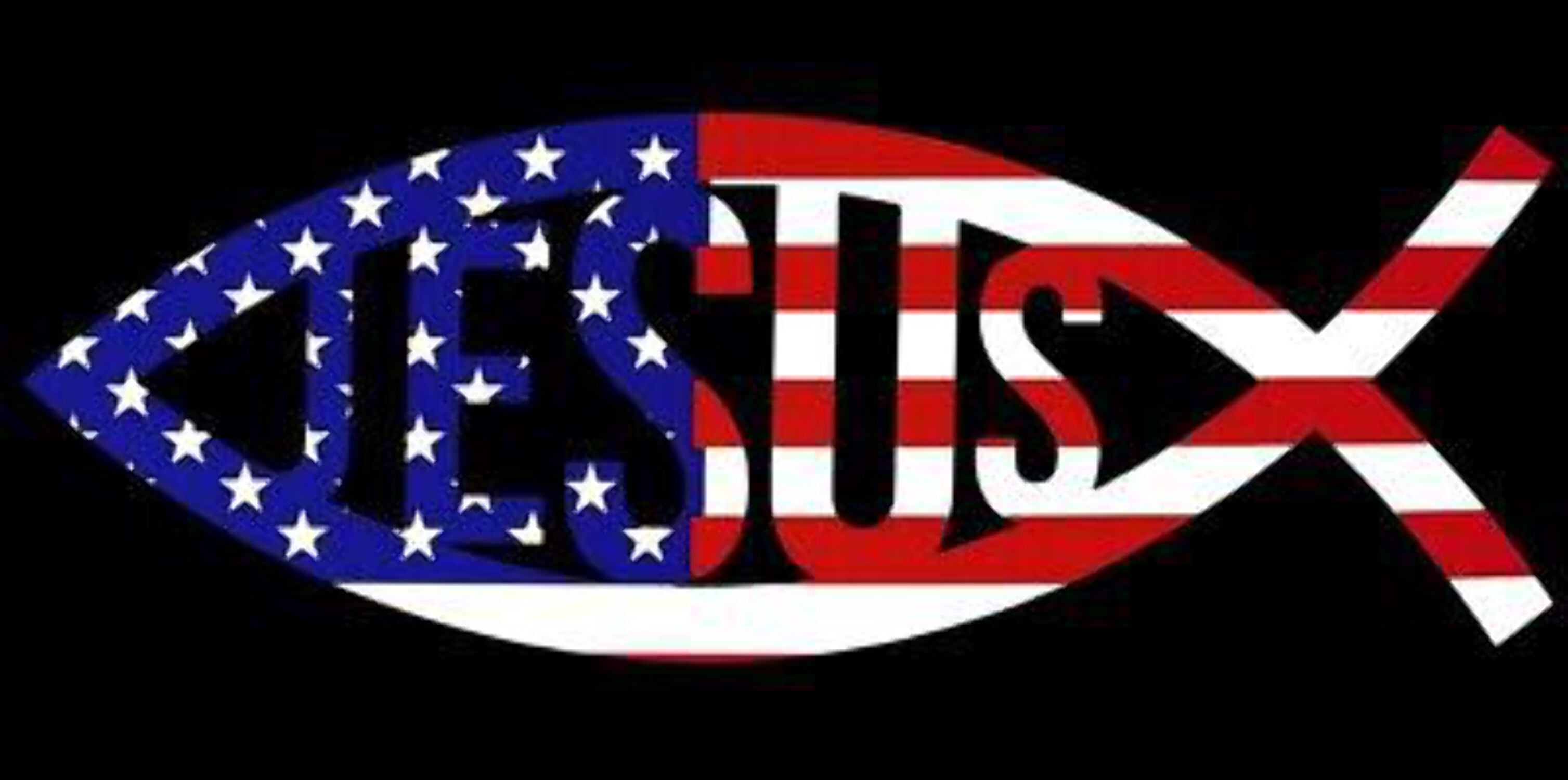 Jesus Christian Fish USA Overlay Black Vinyl Decal Bumper Sticker ...