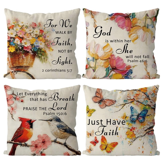 Jesus Christian Pillow Covers 18 x 18 Inch Set of 4 Cardinal Butterfly ...