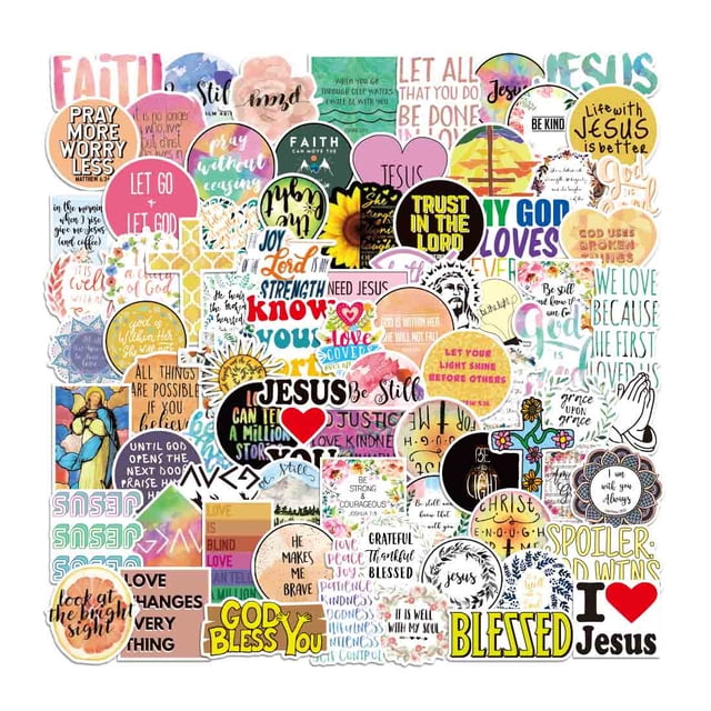 100pcs Jesus Christian & Motivational Stickers, Waterproof Vinyl Decals ...