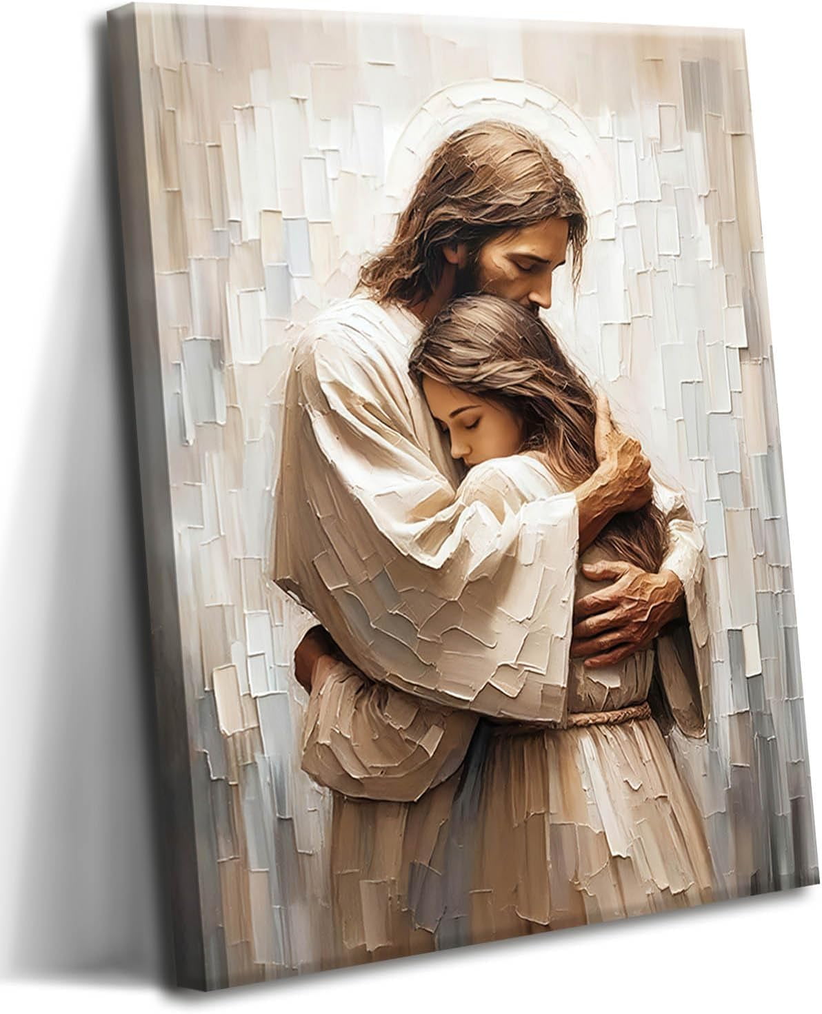Jesus Christian Wall Art, Jesus Hugging Girl Canvas Paintings Prints ...