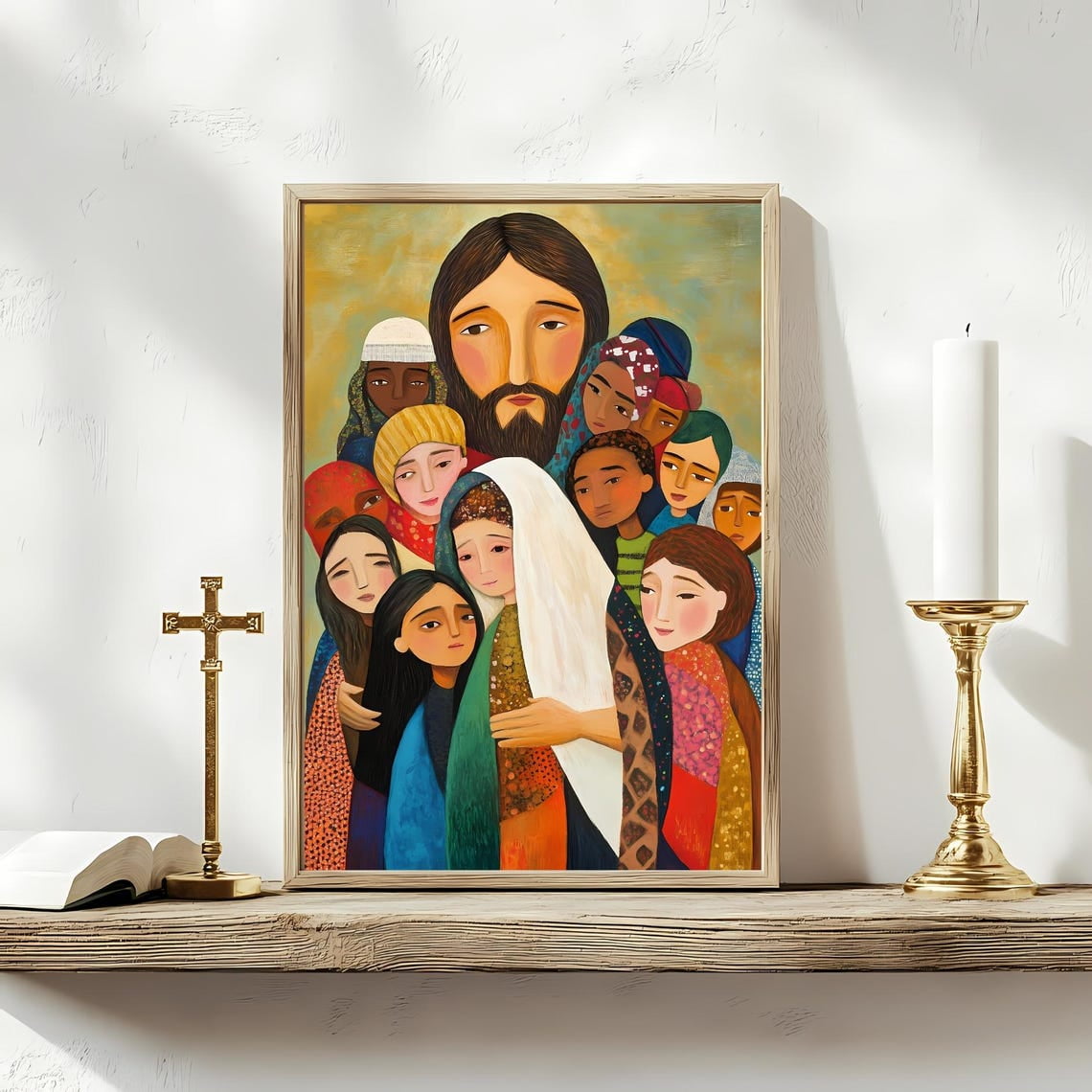 Jesus Comforting The People, Ethnic Christian Wall Art, Bible Poster ...
