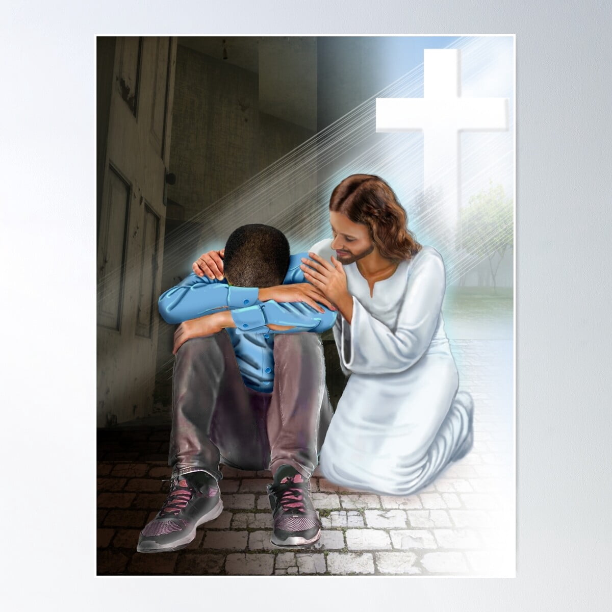 Jesus Consolation Digital Painting Poster Wall Art, Modern Wall Decor ...
