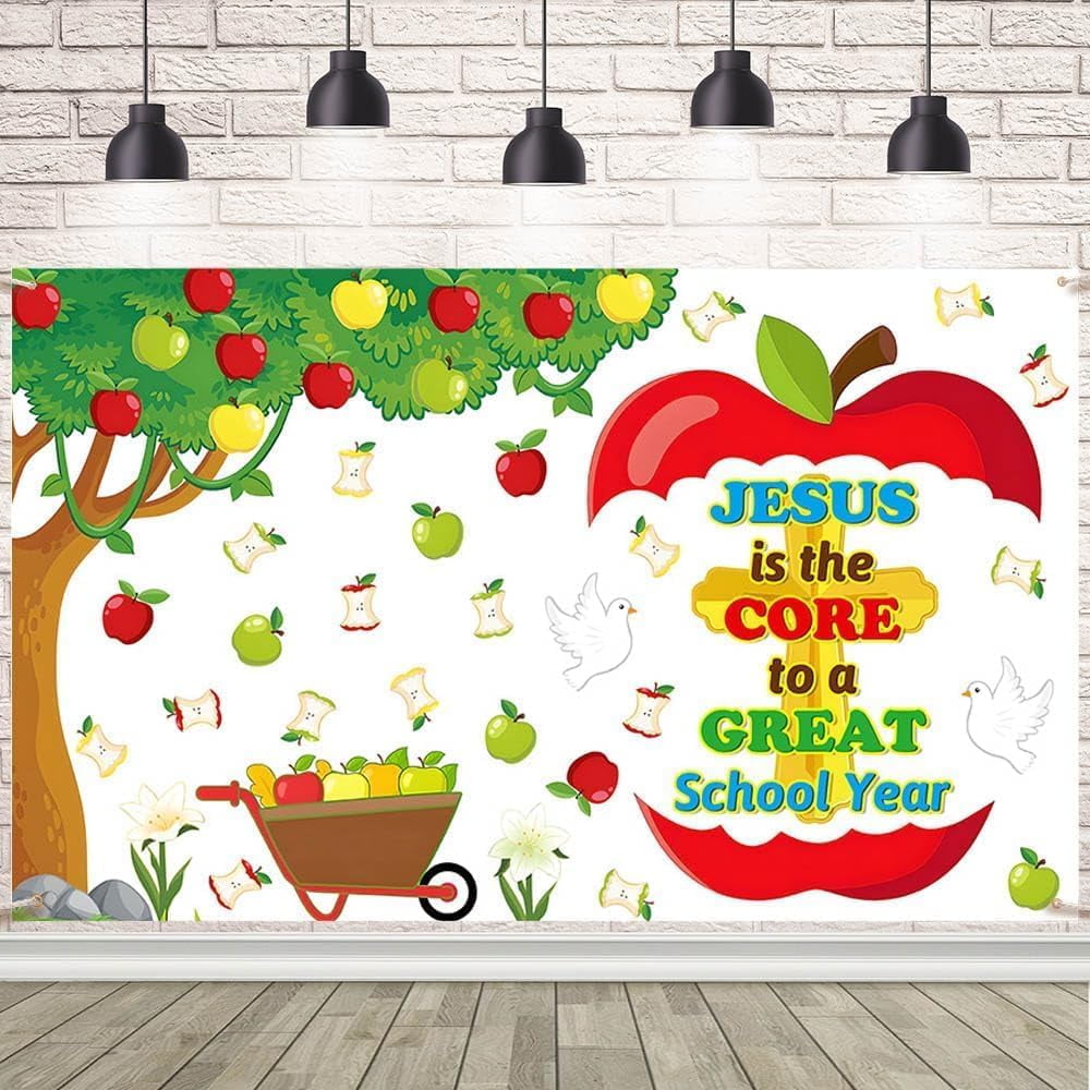 Jesus is The Core to a Great School Year Banner Jesus Backdrop Set Fall ...