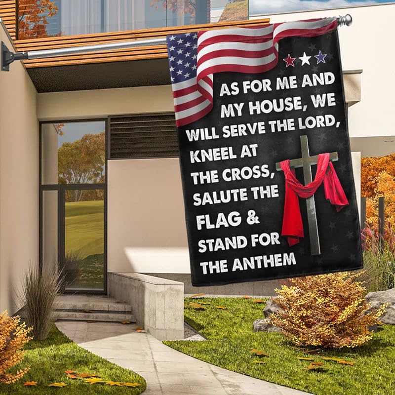 Jesus Cross American Flag As For Me And My House We Will Serve The Lord ...