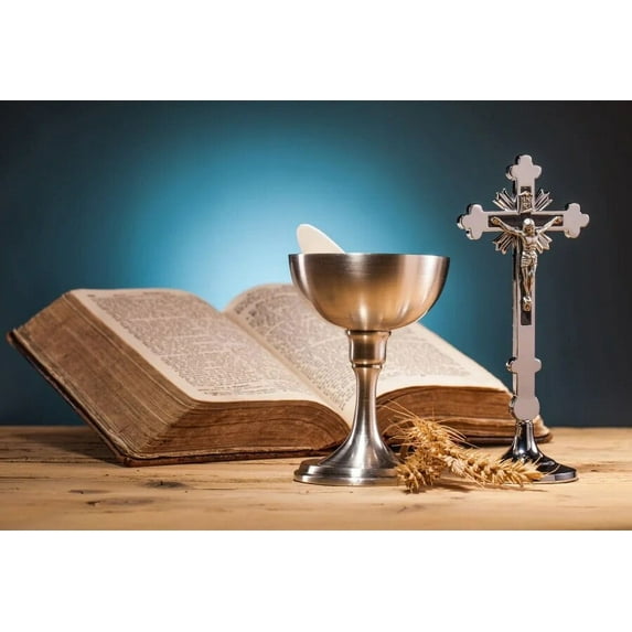 Jesus Cross Bible Wheat Easter Holy Communion Cup Backdrop Photographic ...