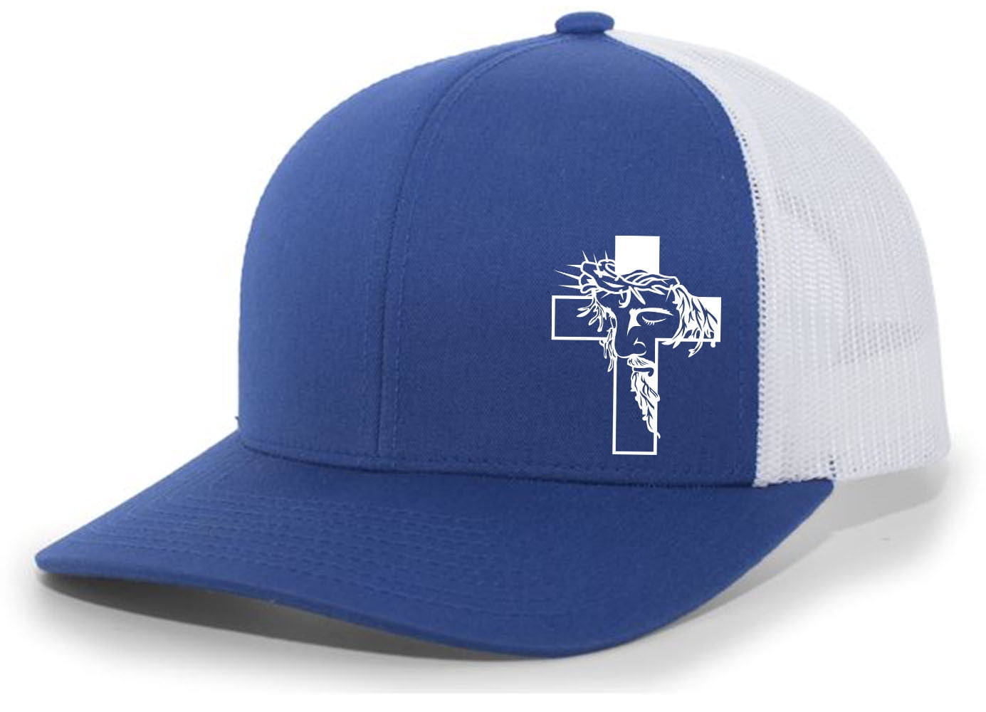 Jesus Cross Crown of Thorns Christian Men's Mesh Back Trucker Hat ...