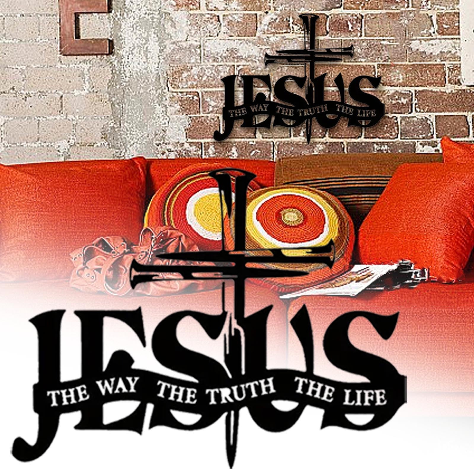 Jesus & Cross Design Wall Art,Metal Mural Ironwork Silhouettes Art ...