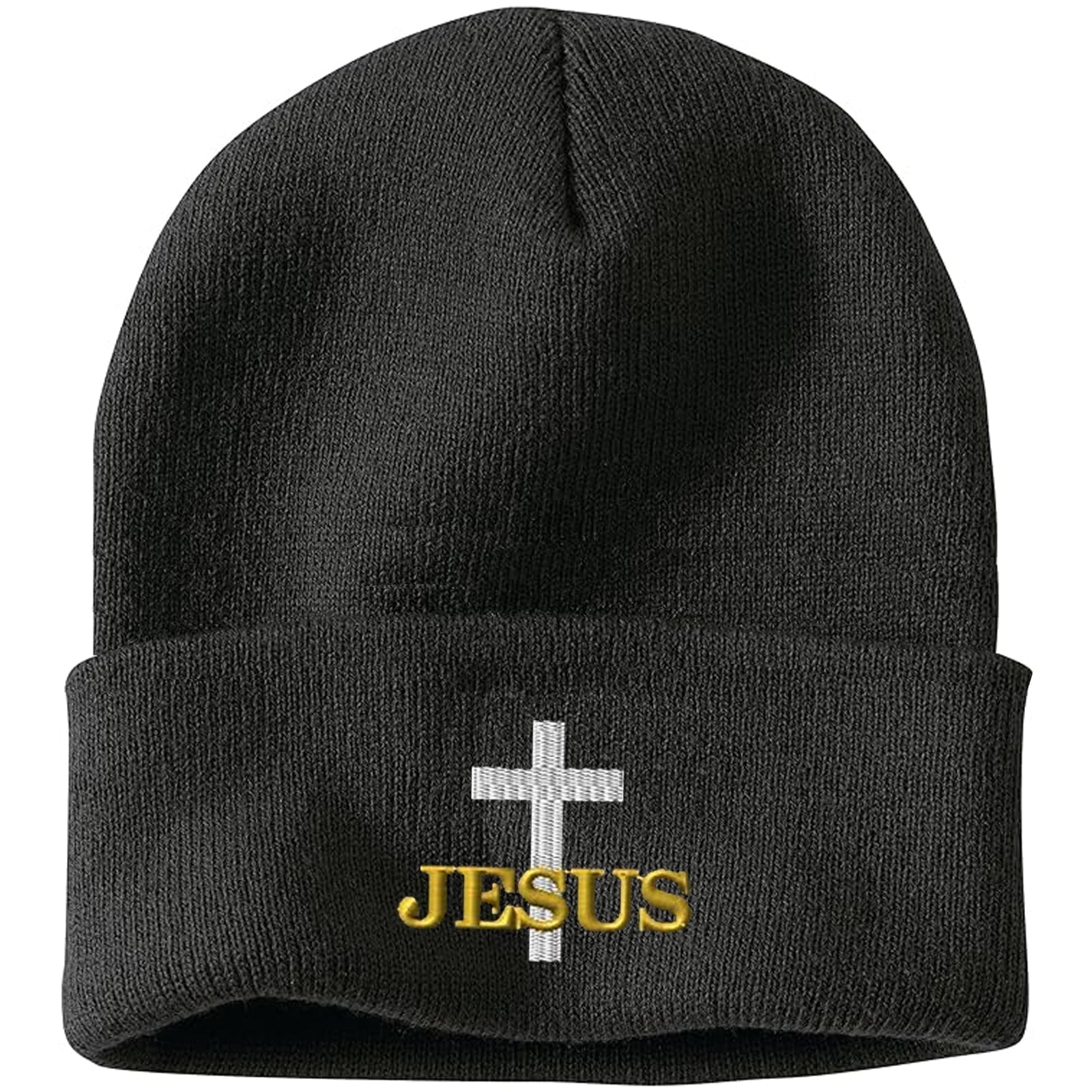 Jesus Cross Embroidery Acrylic Beanie Unisex Knitted Skull Cap with ...
