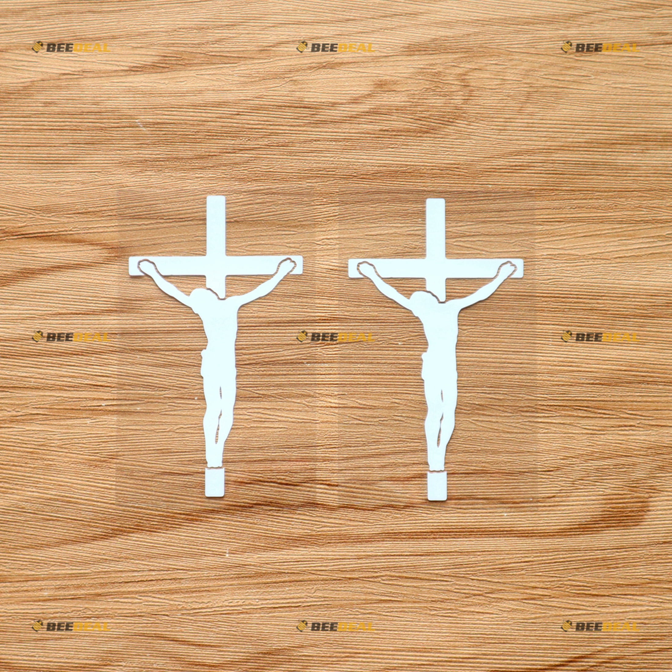 Jesus Cross God Christ Sticker Decal Vinyl - 2 Pack White 4" - For Car ...