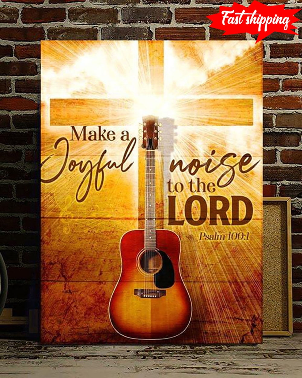 Jesus Cross & Guitar Make A Joyful Noise To The Lord Psalm 1001 24 x 36 ...