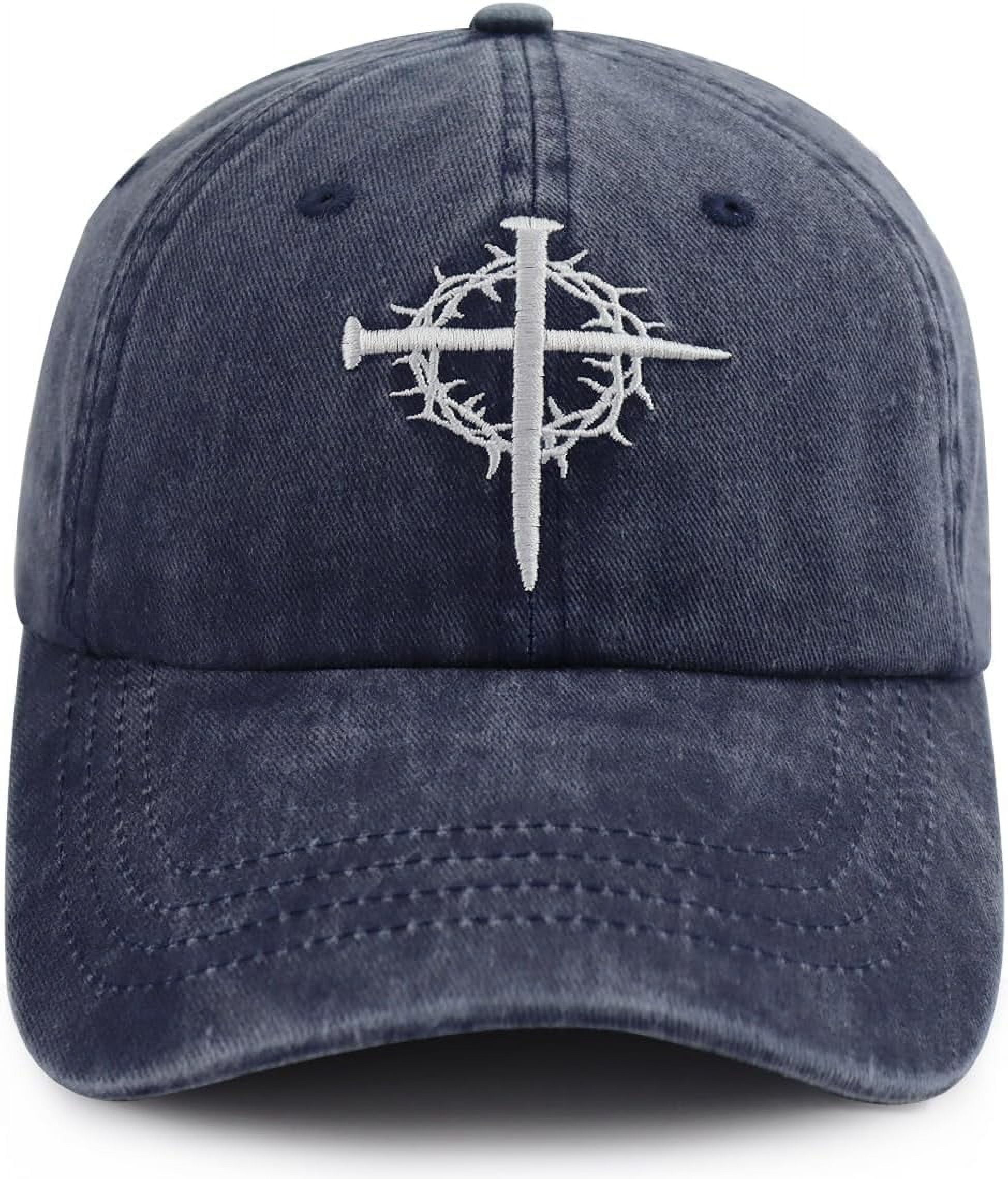 Jesus Cross Nail Hat For Men Women, Funny Adjustable Cotton Embroidered ...
