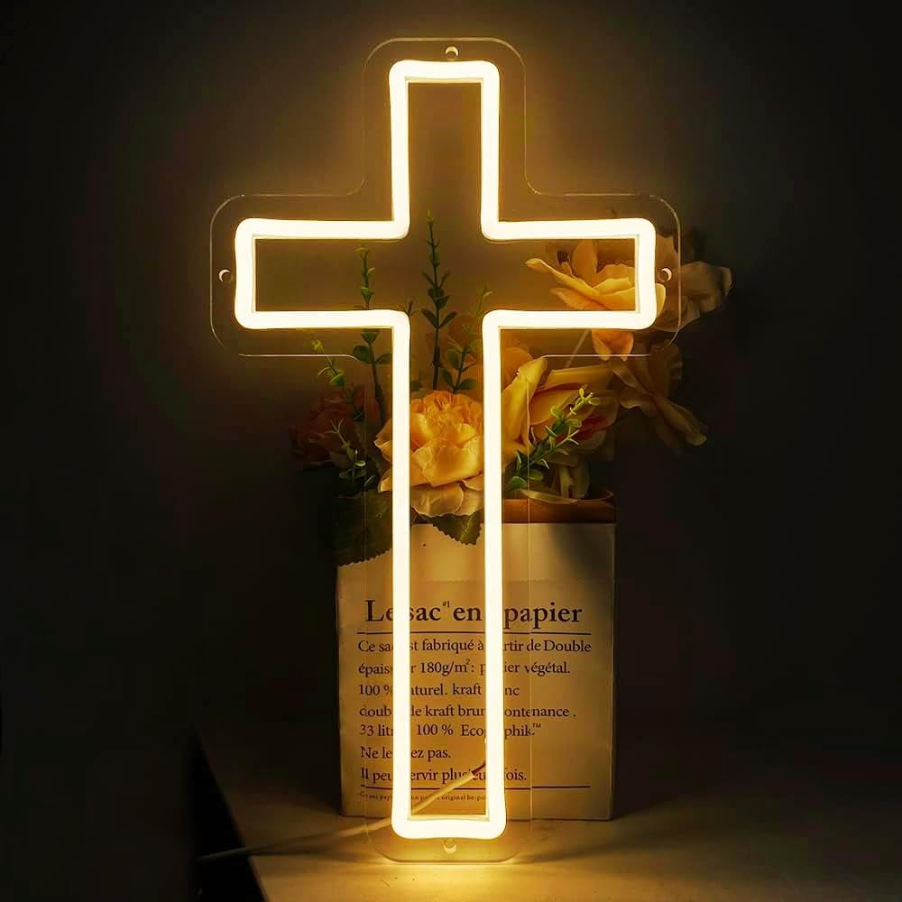 Jesus Cross Neon Sign, Cross Neon Sign Led Neon Light Jesus Decor Light ...