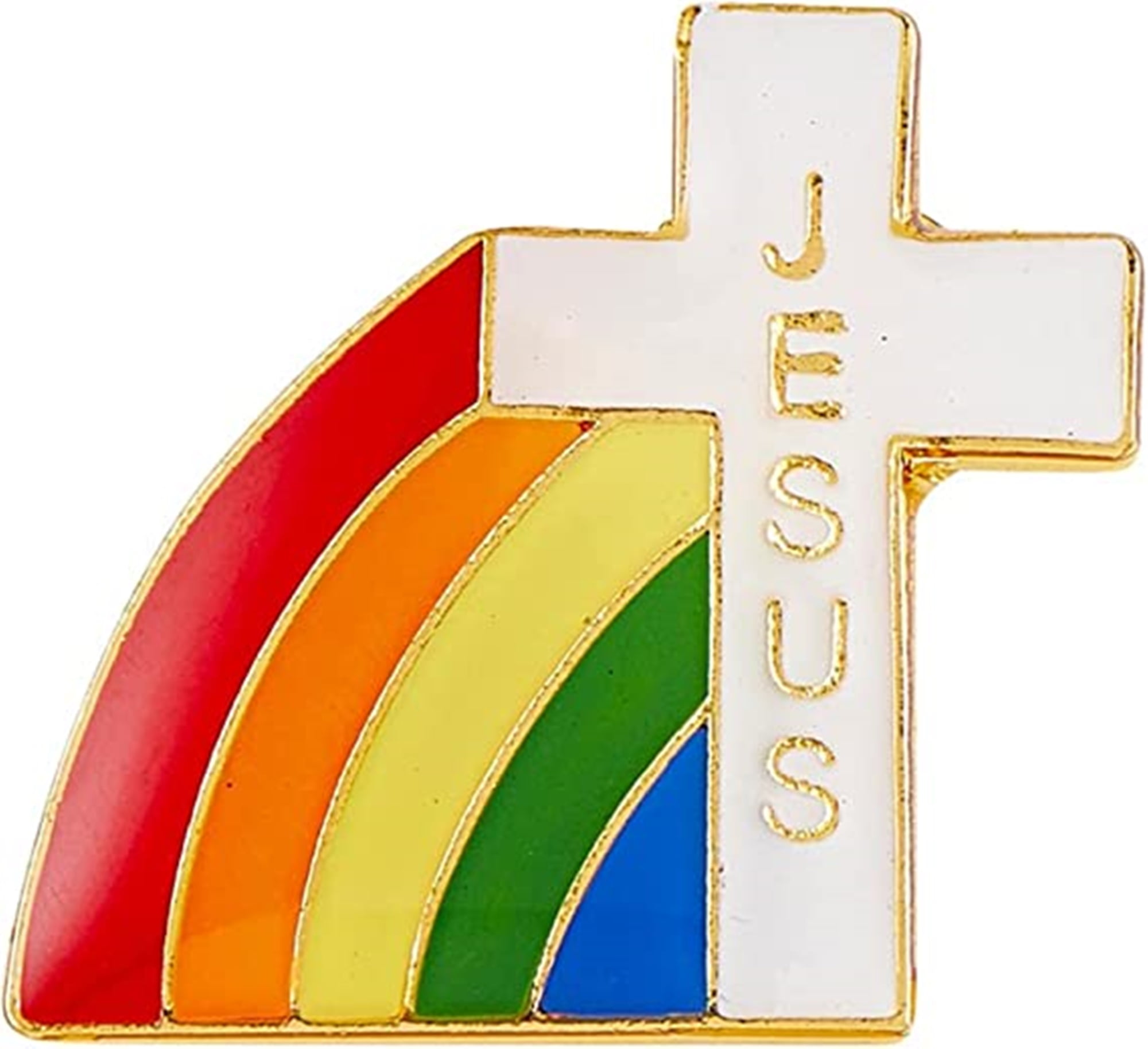 Jesus Cross Rainbow Lapel Pin, Religious Jewelry Gifts, 5/8 Inch ...