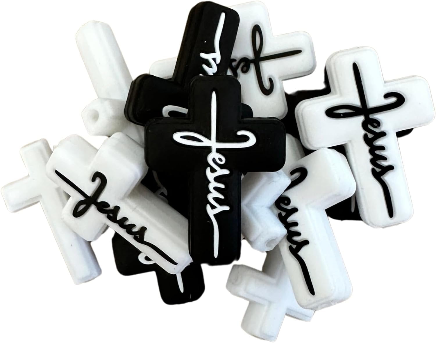 Jesus Cross Silicone Focal Bead Set 12 Pc Mixed Pack Church Bulk ...