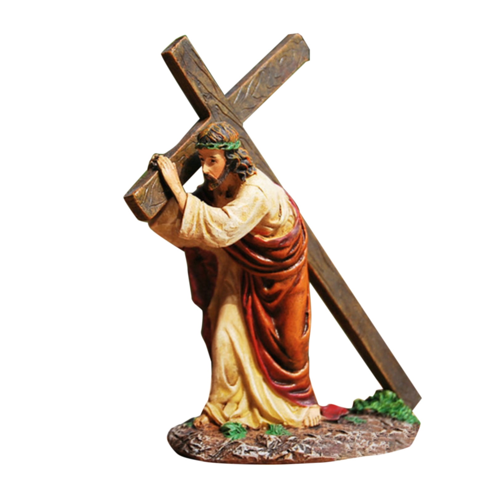 Jesus Cross Statue Resin Ornament Jesus Cross Figure Little Jesus ...