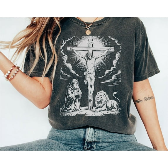 Jesus Cross Vintage 90s Style Tshirt,Retro Jesus Lion Shirt,Christian ...