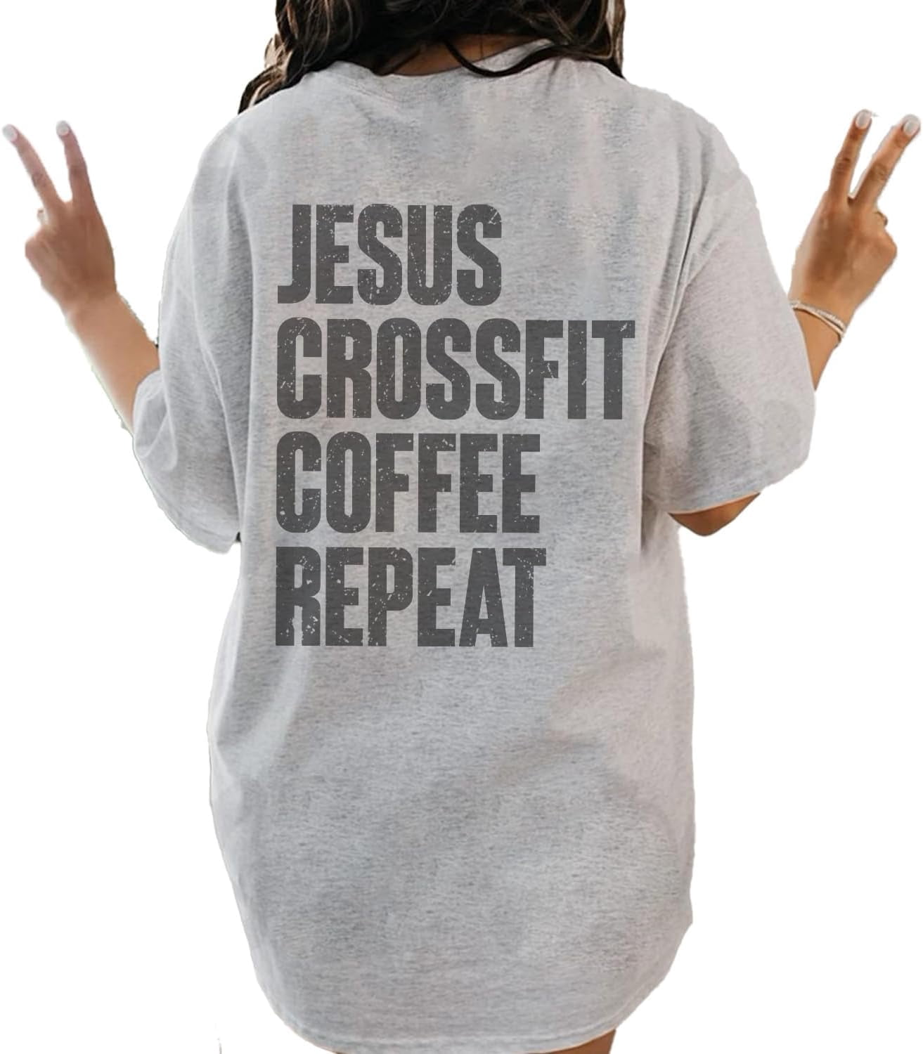 Jesus Crossfit Coffee Repeat Shirt - Christian Gym Tee, Back Print ...