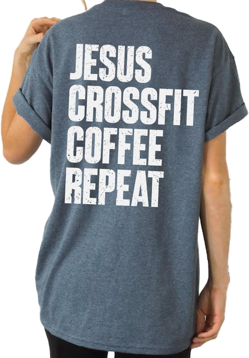 Jesus Crossfit Coffee Repeat Shirt - Christian Gym Tee, Back Print ...