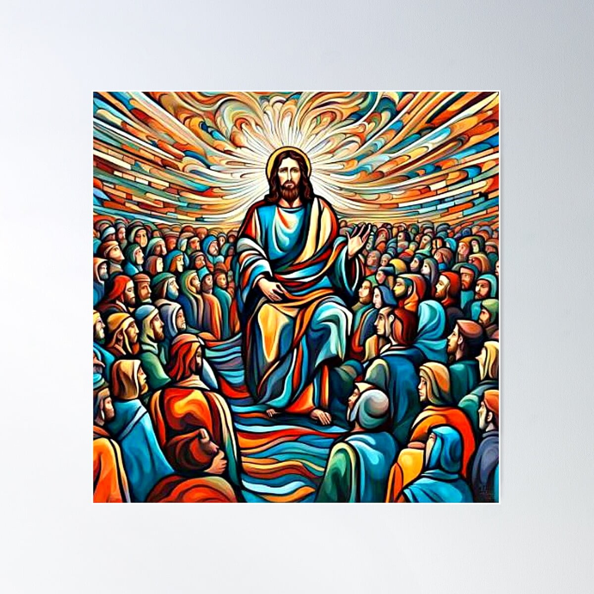 Jesus Delivering Sermon Poster Wall Art, Modern Wall Decor For Living ...