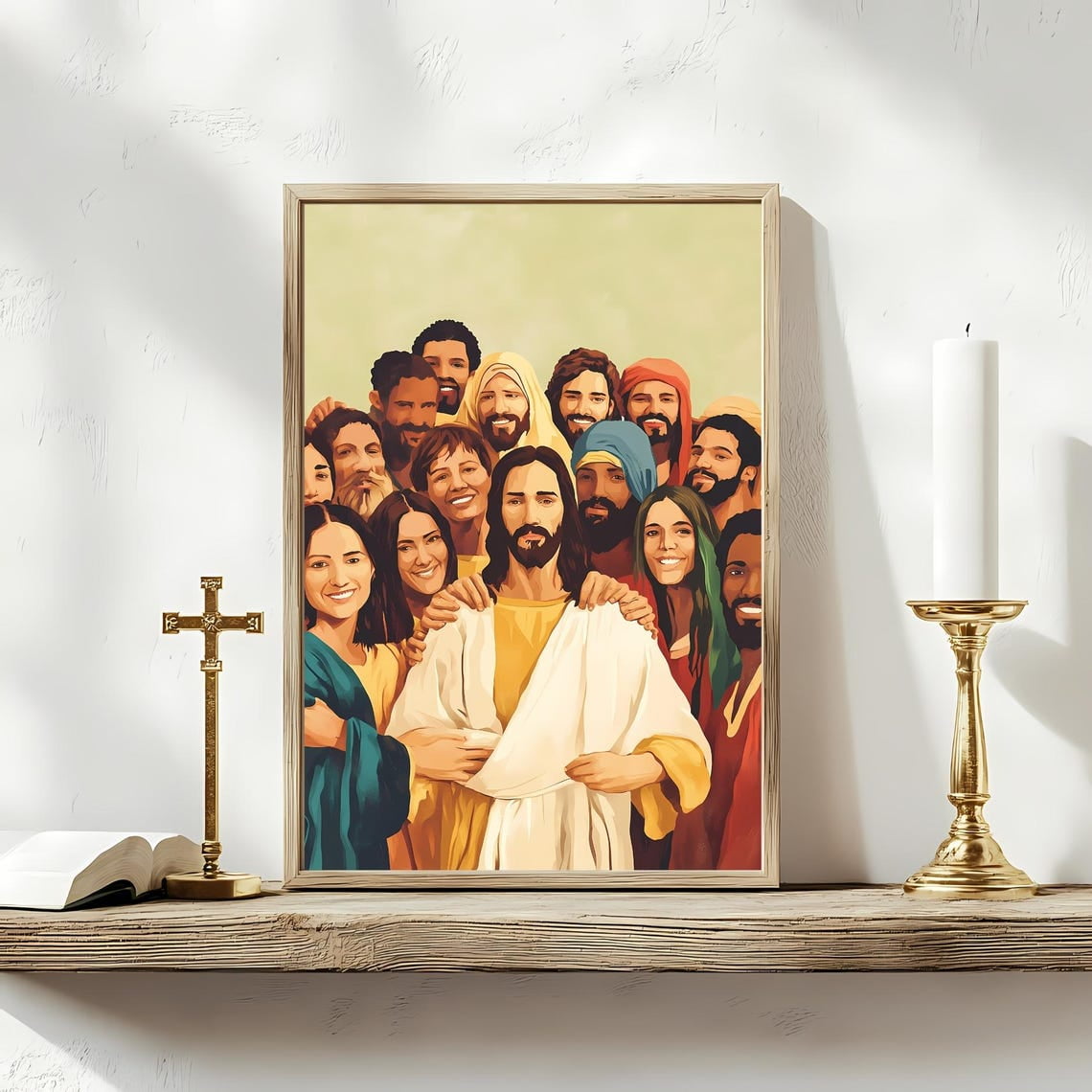 Jesus With Disciples Wall Art, Christian Fellowship, Bible Verse Poster ...