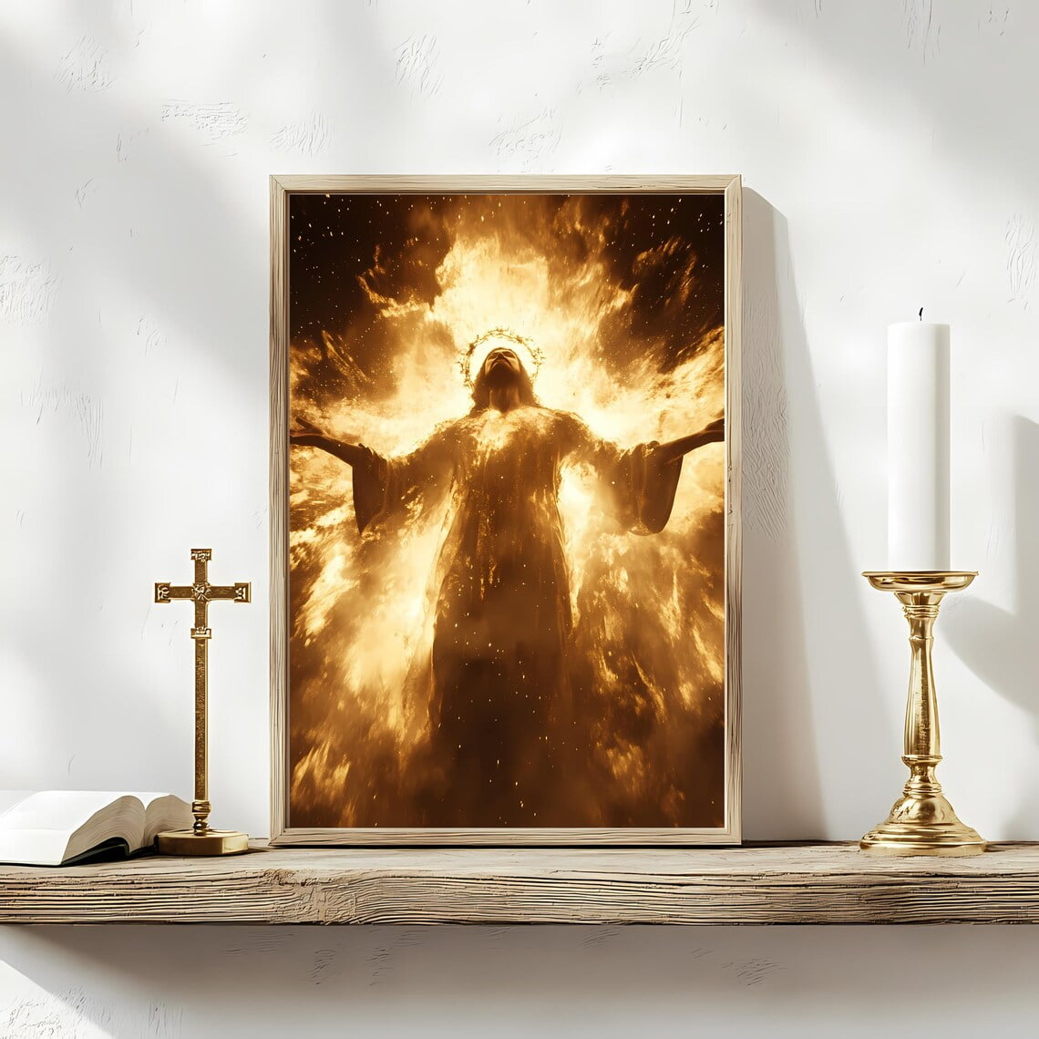 Jesus In Divine Fire, Glorious Light Spiritual Print, Radiant Ascension ...