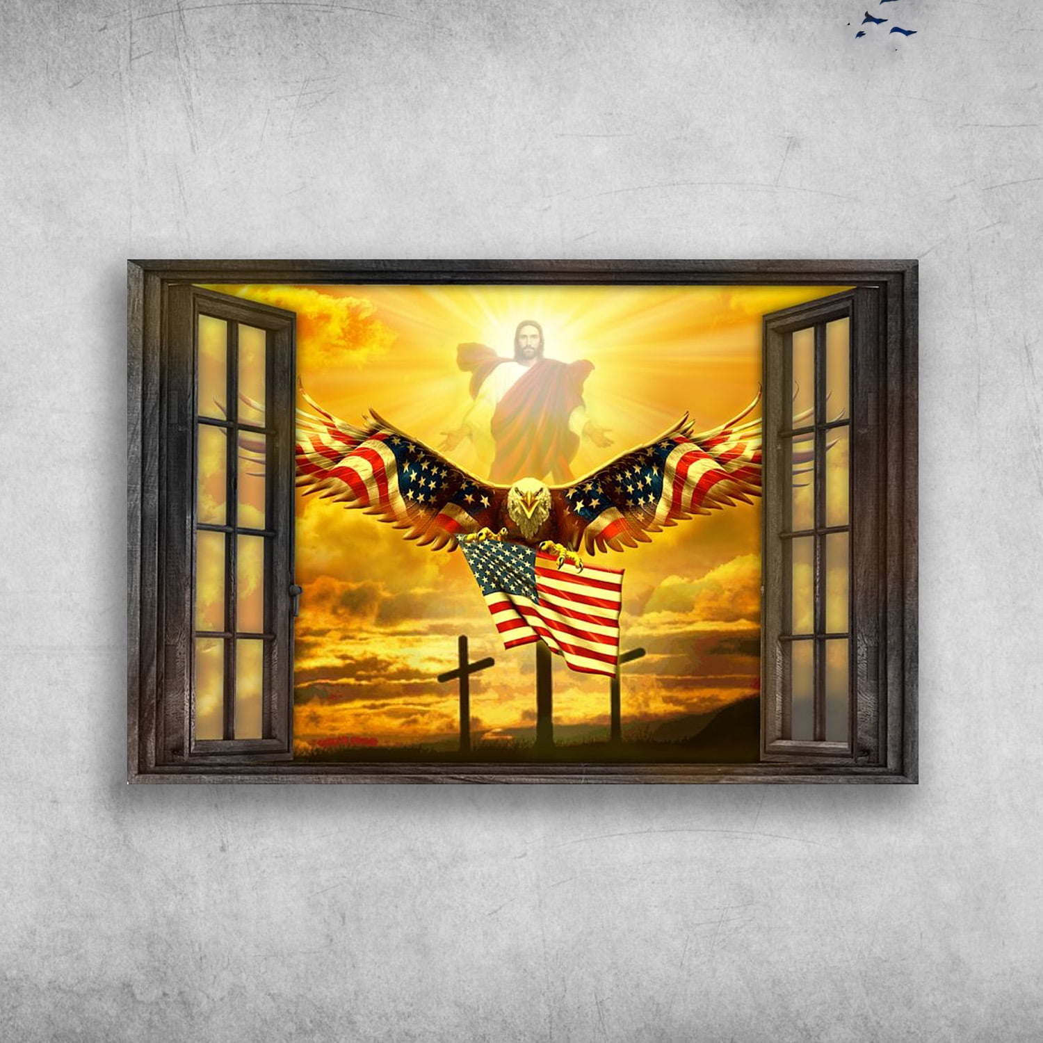 Jesus Eagle In The Sky Have Faith - God And Eagle Outside The Window 11 x 17 Inch Poster ...
