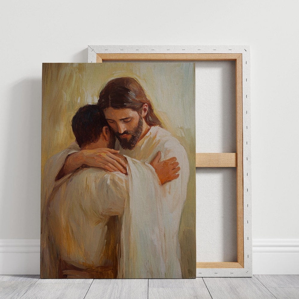 Jesus Embracing A Man - Touching Christian Art Love And Forgiveness ...