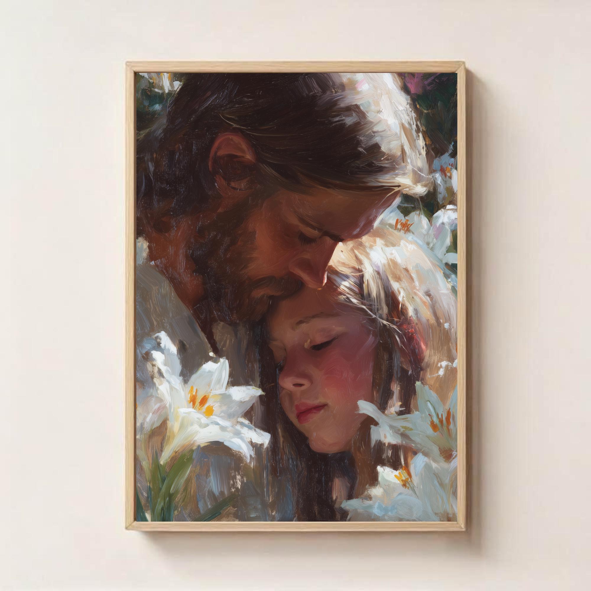 Jesus Embracing Child Among Lilies, Jesus , Jesus Printable, Religious ...