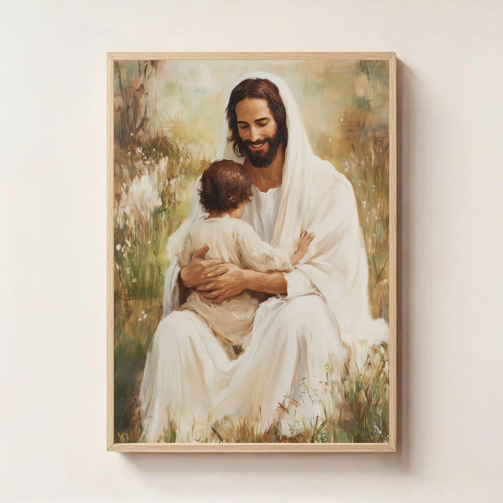 Jesus Embracing A Child Modern Wall Art - Christian | Faith-Based ...