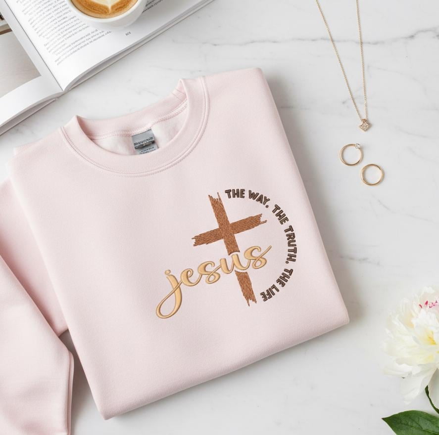 Jesus Embroidered Sweatshirt Christian Cross Shirt Faith Based ...