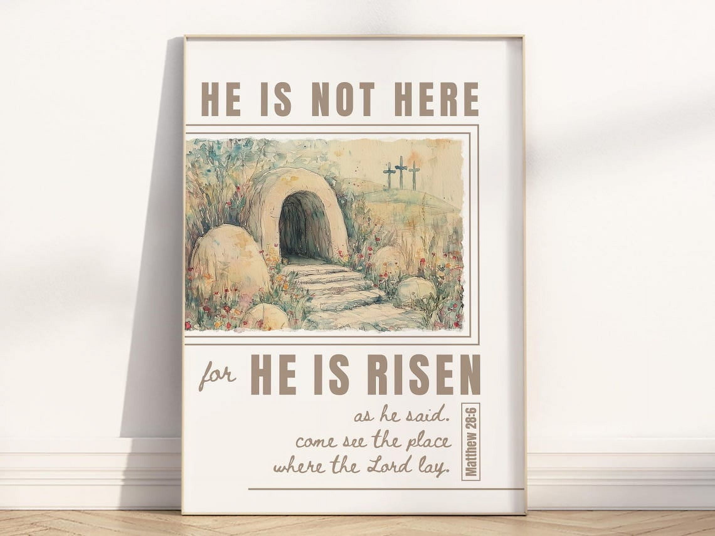 Jesus Empty Tomb Bible Verse Wall Art Printable, Christian Religious He ...