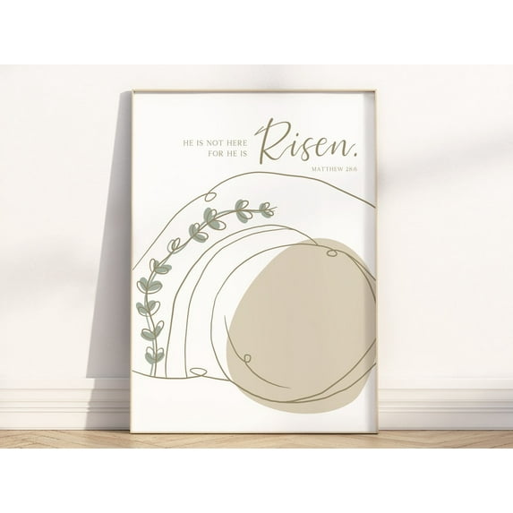 Jesus Empty Tomb Bible Verse Wall Art Printable, Christian Religious He ...