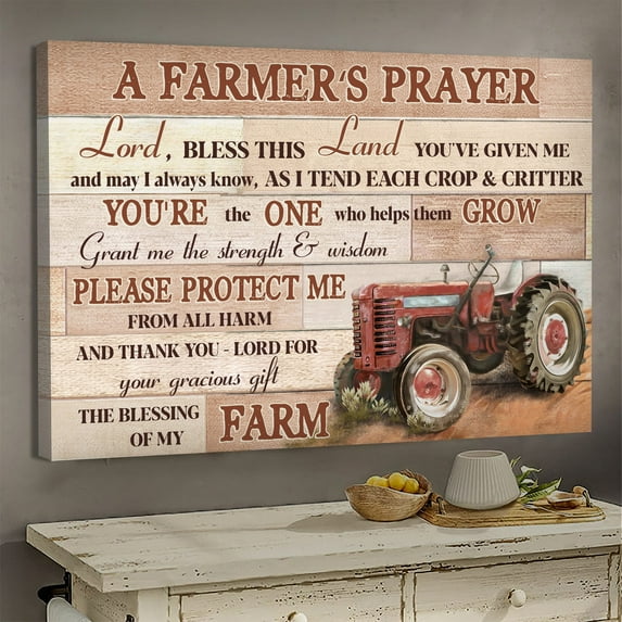 Jesus, Farm, Red truck - A farmer's prayer Landscape poster Prints ...